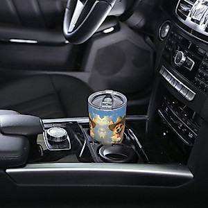 20 Oz Tumbler with Lid and Straw, Farm Corgi German Shepherd Insulated Tumbler Stainless Steel Cups, Personalized Coffee Tumbler Travel Mug Water Bottle