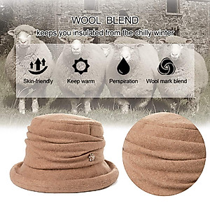 Comhats Winter Cloche Bucket Hat for Women Wool Elegant Dress 1920s Vintage Fedora Bowler Church Derby Party Ladies Medium Black