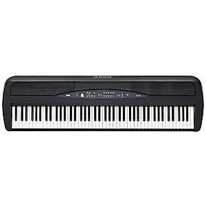Korg SP-280 Digital Piano - Black Bundle with Furniture Bench, Pedal, Headphones, Dust Cover, Austin Bazaar Instructional DVD, and Polishing Cloth