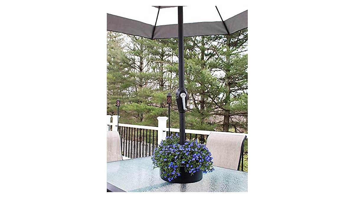 AuldHome Umbrella Planter for Patio Tables - Durable Metal Design