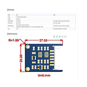 Waveshare BME280 Environmental Sensor, Temperature, Humidity, Barometric Pressure Detection Module I2C/SPI Interface for Weather Forecast, IoT Projects, ect