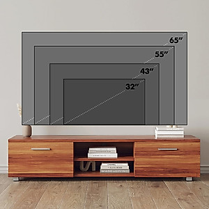 Kennkari TV Stand for 40 45 50 55 60 65 Inch TV Entertainment Center for Living Room Low Profile TV Table Modern TV Media Console with Storage Simple TV Cabinet with Shelves (Wood Grain)