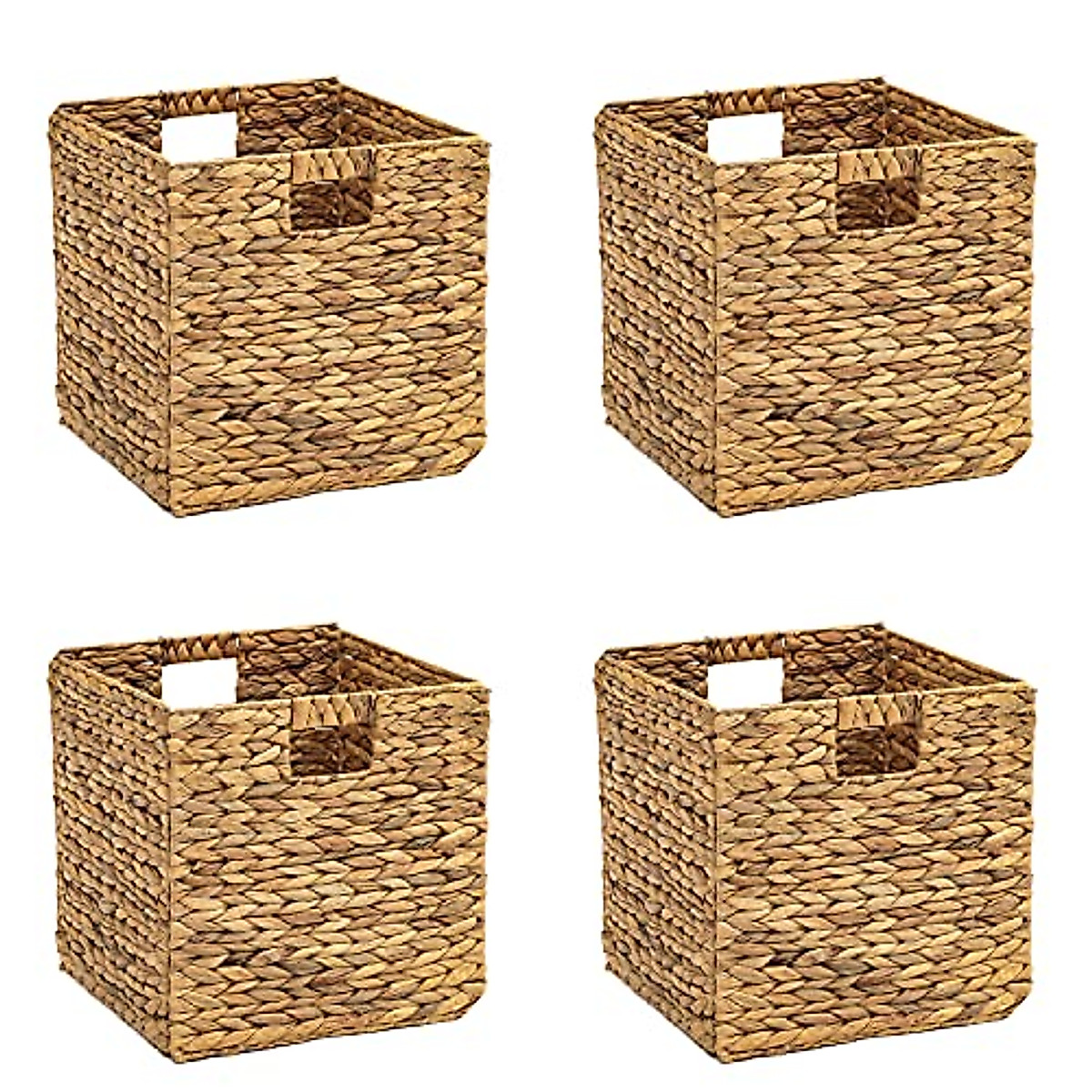 Trademark Innovations Foldable Hyacinth Storage Baskets with Iron Wire Frame (Set of 4) & Basket with Iron Wire Frame By Trademark Innovations (Set of 2)