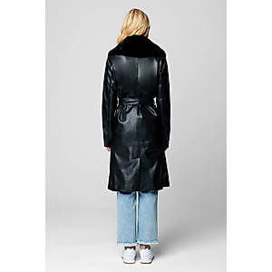 [BLANKNYC] Womens Coat, & Luxury Clothing Vegan Leather Faux Fur Trench Coat Comfortable Stylish Jacket, In the Moment, Medium-Large US