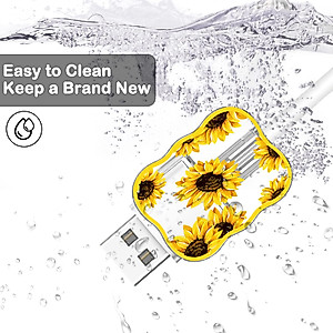 Flower Charger Cable Protector for Samsung Android USB Charger Cute Wave Edge,Butterfly Sunflower Camellia Pattern 4 PCS USB Cable Protectors,Phone Cord Protector for Women Girls,USB Charger Saver