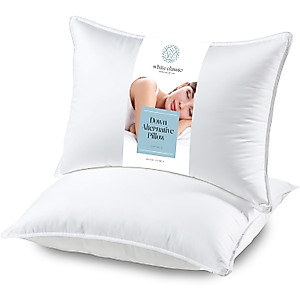 White Classic Bed Pillows for Sleeping 2 Pack, King Size Pillow Side Sleeper Set, Down Alternative Luxury Hotel Soft Pillow 20x36 Inches