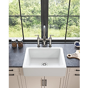CITYLE 30 Inch Farmhouse Kitchen Sink, Apron Front Kitchen Sink Single Bowl White Fireclay Porcelain Ceramic Farm Kitchen Sinks 30"L x 19"W x 8"H
