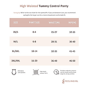 FeelinGirl Shapewear Tummy Control Underwear for Women High Waisted Panty Girdles Body Shaper Panties Black M/L