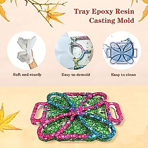 Tray Silicone Molds with Handle Large Resin Tray Moulds Jewellery Organizer Casting Mold Craft Making Supplies Epoxy Resin Casting Mold for DIY Resin Craft Fruit Tray Home Decor (Square)