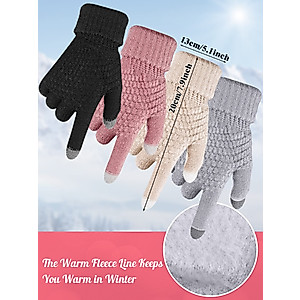JaGely 8 Pieces Winter Hats and Gloves Set Women Warm Gloves Touchscreen Knitted Lined Gloves Winter Beanies for Women (Black, Gray, Pink, Beige)