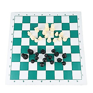 TREETDOBV Tournament Travel Chess Sets Roll Up, Chess Set Toy Barrel Portable Chess Board Game Sets Puzzle Portable Travel Interactive Toys for Beginner Kids Adults,Green