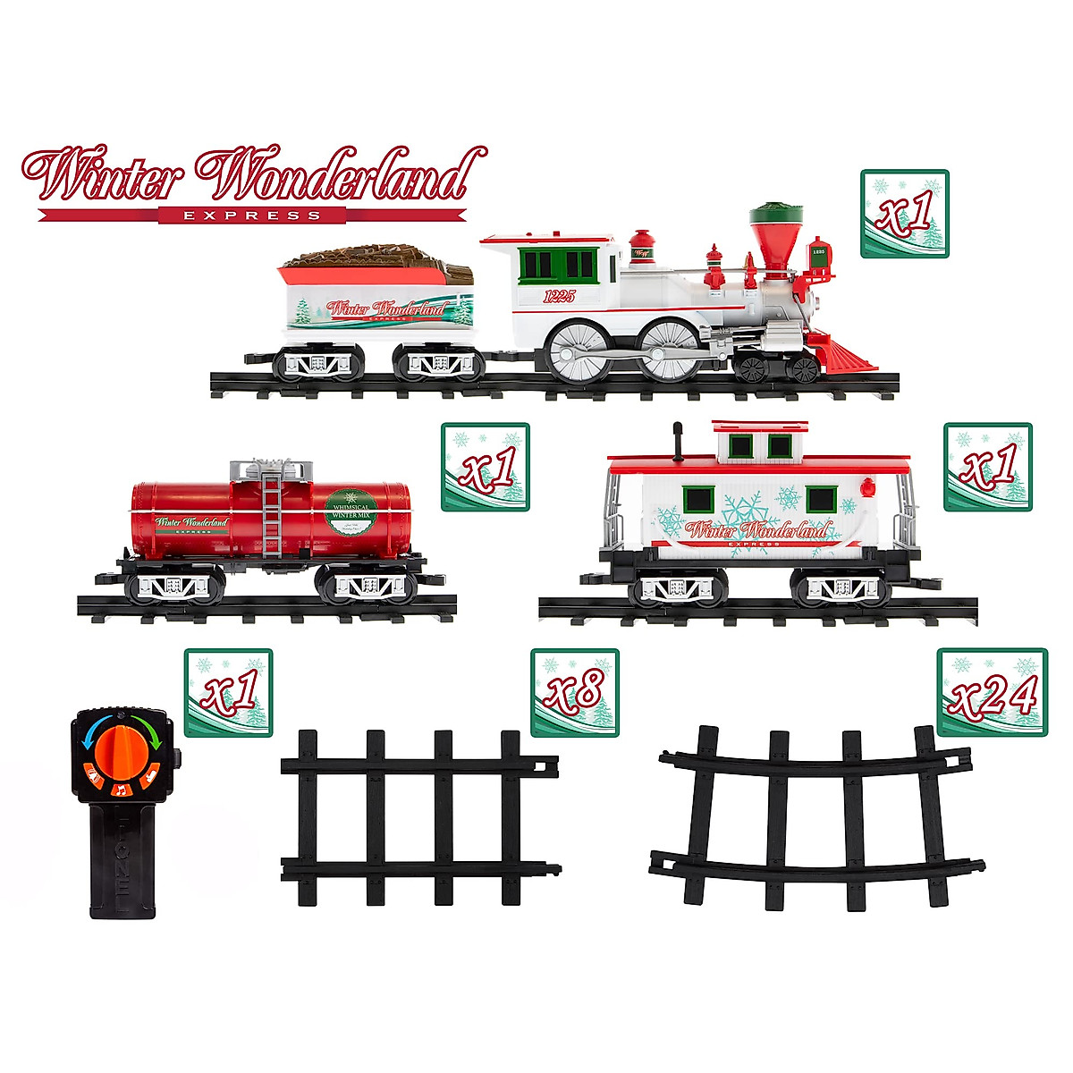Lionel Battery-Operated Winter Wonderland Express Toy Train Set with Locomotive, Train Cars, Track & Remote with Authentic Train Sounds, Steam & Lights for Kids 4+