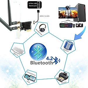 Ubit AC1200 PCIe WiFi Card for PC with BT 4.2 | Dual Band Wireless Network Adapter WiFi Card with Heat Sink Technology | for Gaming, Browsing, Streaming etc