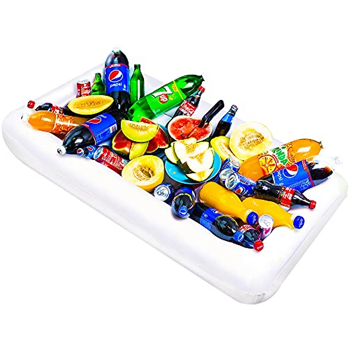 Inflatable Pool Table Serving Bar - Large Buffet Tray Server with Drain Plug - Keep Your Salads & Beverages Ice Cold - for Parties Indoor & Outdoor use Bar Party Accessories (White)