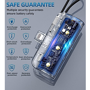 Abnoys Power-Bank-Portable-Charger - 8000mAh Ultra Compact Portable Phone Charger 5V3A Output Battery Pack Built-in Type-C Cable and Cell Phone Holder Compatible with iPhone and Samsung, etc. (Black)