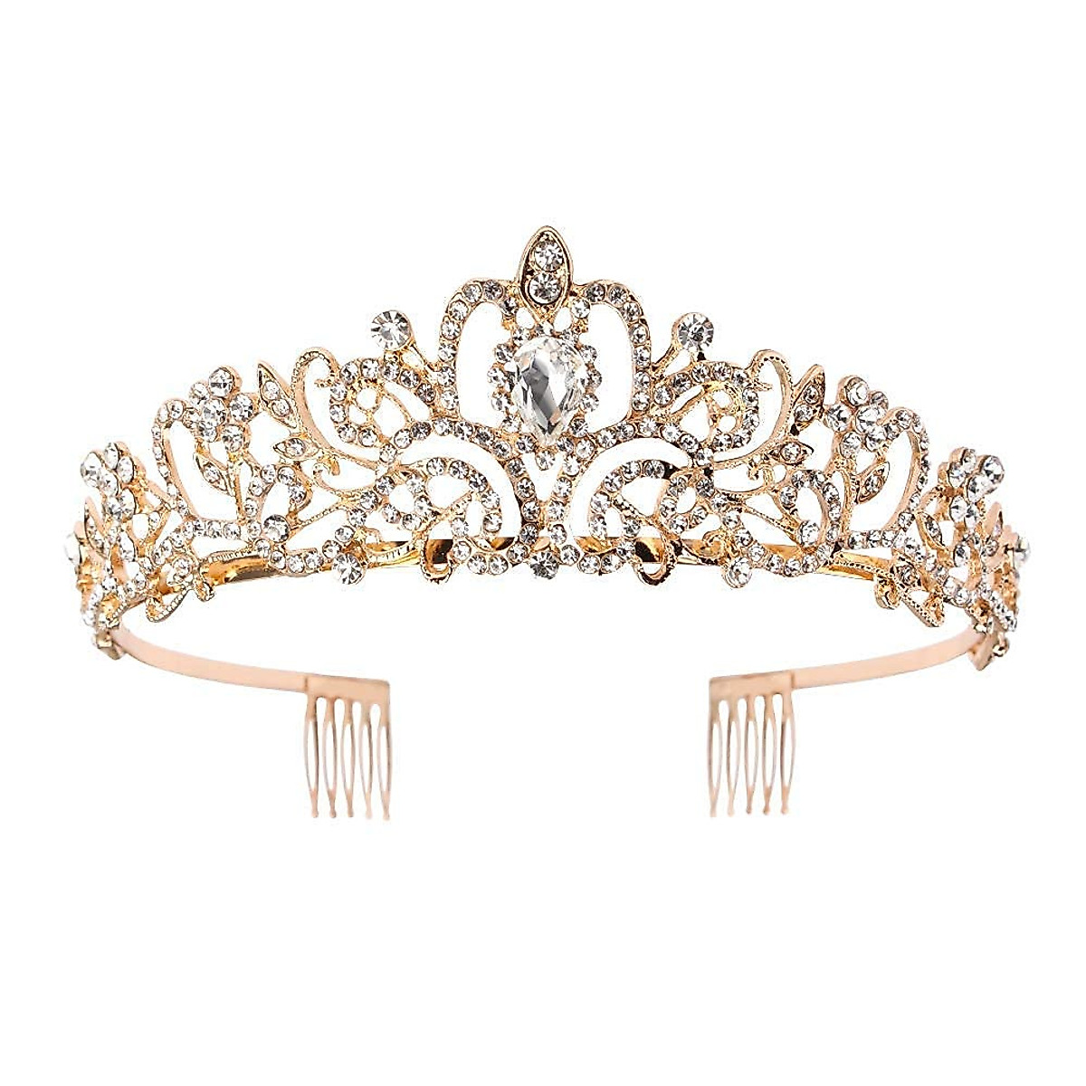 Didder Queen Crown for Womens Gold Princess Elegant Crystal Tiara with Clear Rhinestone Women's Headbands for Halloween Birthday Girls Prom Halloween Bridal Party