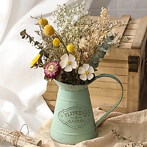 APSOONSELL Shabby Chic Rustic Style Metal Jug Pitcher Flower Vase Watering Can for Home Garden Decoration Large