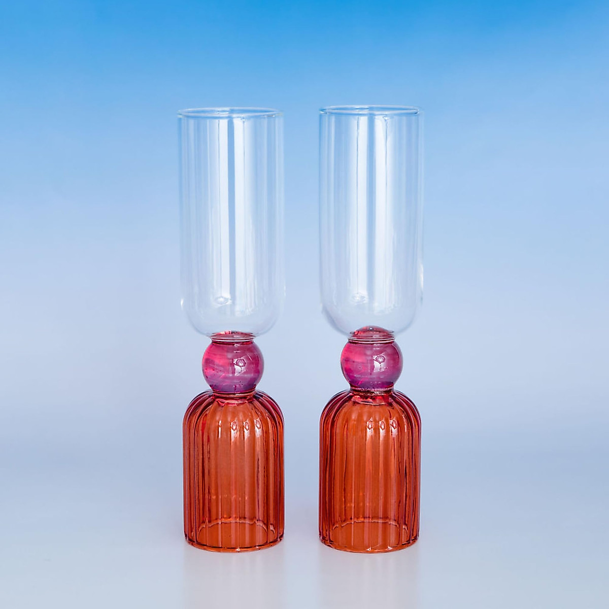 ban.do Bar Glass Set of 2, 6.6oz Cute Cocktail Glasses for Adults, Unique Cocktail Wine & Champagne Glasses, Aesthetic Glassware for Bar Cart, Tipsy Turvy