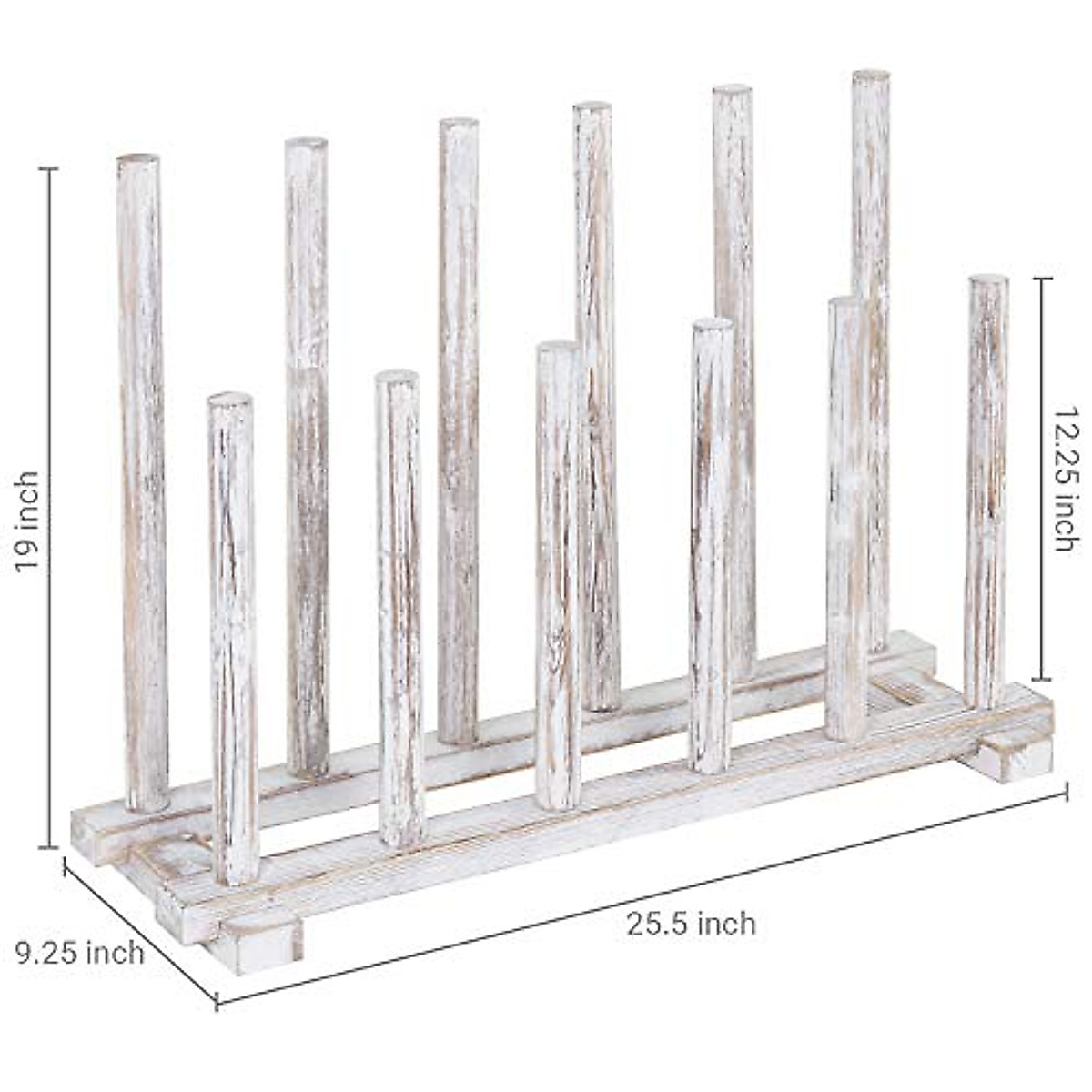MyGift Shabby Whitewashed Wood Boot Rack Organizer Tall Boots Inverter Holder - Holds up to 6 Pairs
