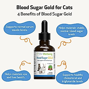 Pet Wellbeing - Blood Sugar Gold for Cats - Natural Support for Healthy Blood Sugar Levels in Diabetic Cats - Insulin Stabilization & Normal Pancreatic Function - 2 oz (59 ml)
