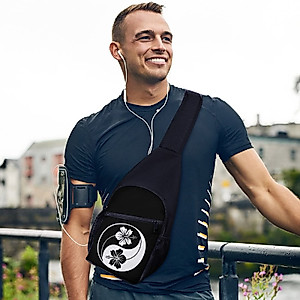 Yin Yang Hibiscus Crossbody Shoulder Bag Sling Backpack Travel Hiking Daypack Casual Chest Pack For Women Man One Size