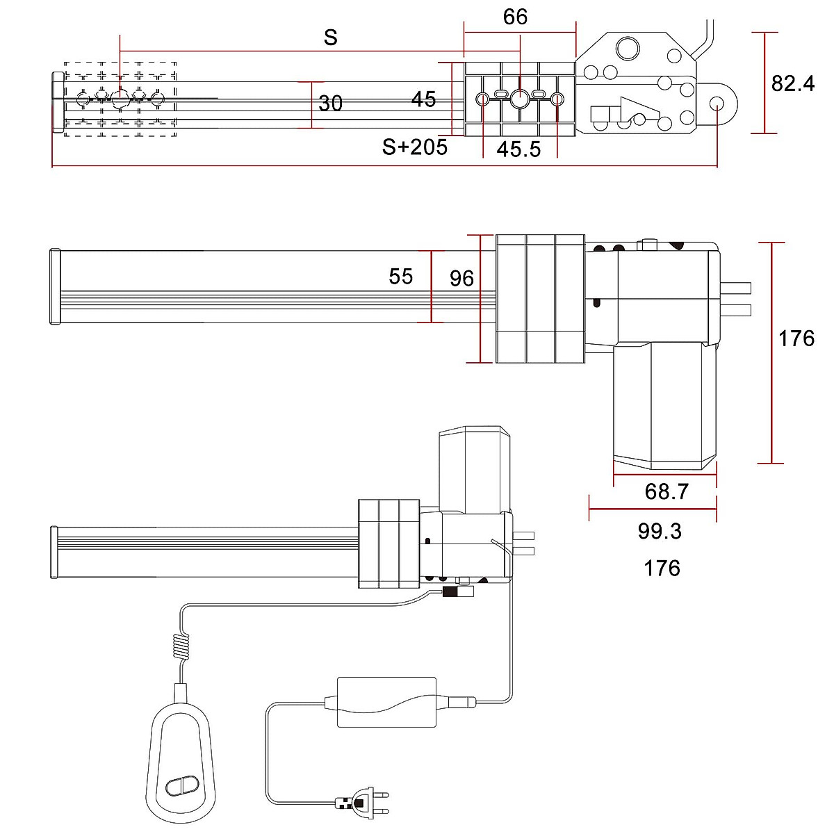 lifancy Power Recliner Sofa Lift Chairs RMT Motor Actuator with Power Supply and Controller for Model R8123 R812301156333 Replacement