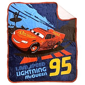 Jay Franco Disney Pixar Cars Lightning McQueen Sherpa Throw Blanket - Measures 50 x 60 inches, Kids Bedding - Fade Resistant Super Soft