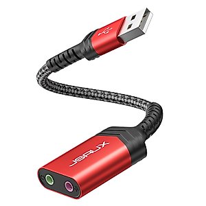 JSAUX External Stereo Sound Card, USB to 3.5mm Jack Audio Adapter Compatible with Windows, MAC, PC, Laptop, Desktops, PS5, PS4