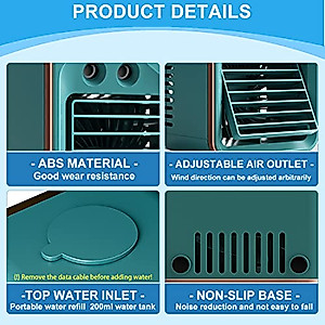 hYwecy Portable Air Conditioner-4000mAh Rechargeable Office Air Conditioner in Three Speeds&Spray Speed,Portable Evaporative Cooling Fan with Spray for Home Bedroom Office(green)