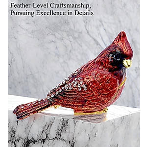 JWT Astyle Red Cardinal Bird Gifts Jewelry Trinket Boxes Hinged .Decorative Keepsake Ring Box Holder.Necklace Rings Earrings Organizer.Collectible Bird Figurines Home Decor Gifts for Women.