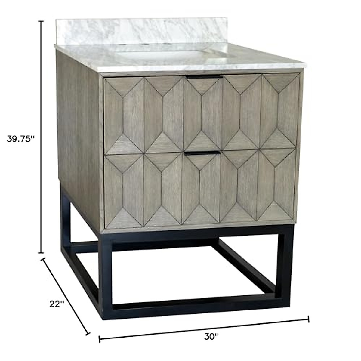 Kitchen Bath Collection Henley 30-inch Bathroom Vanity (Carrara/Gray Oak): Includes Gray Oak Cabinet with Authentic Italian Carrara Marble Countertop and White Ceramic Sink