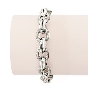 Ross-Simons Italian Sterling Silver Textured and Polished Multi-Link Bracelet. 8 inches