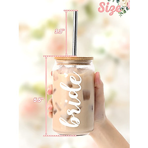Nefelibata Teacher Appreciation Gifts Beer Can Glass Iced Coffee Glass Cup with Bamboo Lid Metal Straw 16oz Gift Teach Love Inspire Drinking Glasses Scool Staff Smoothie Tumbler Mug for Women Spring