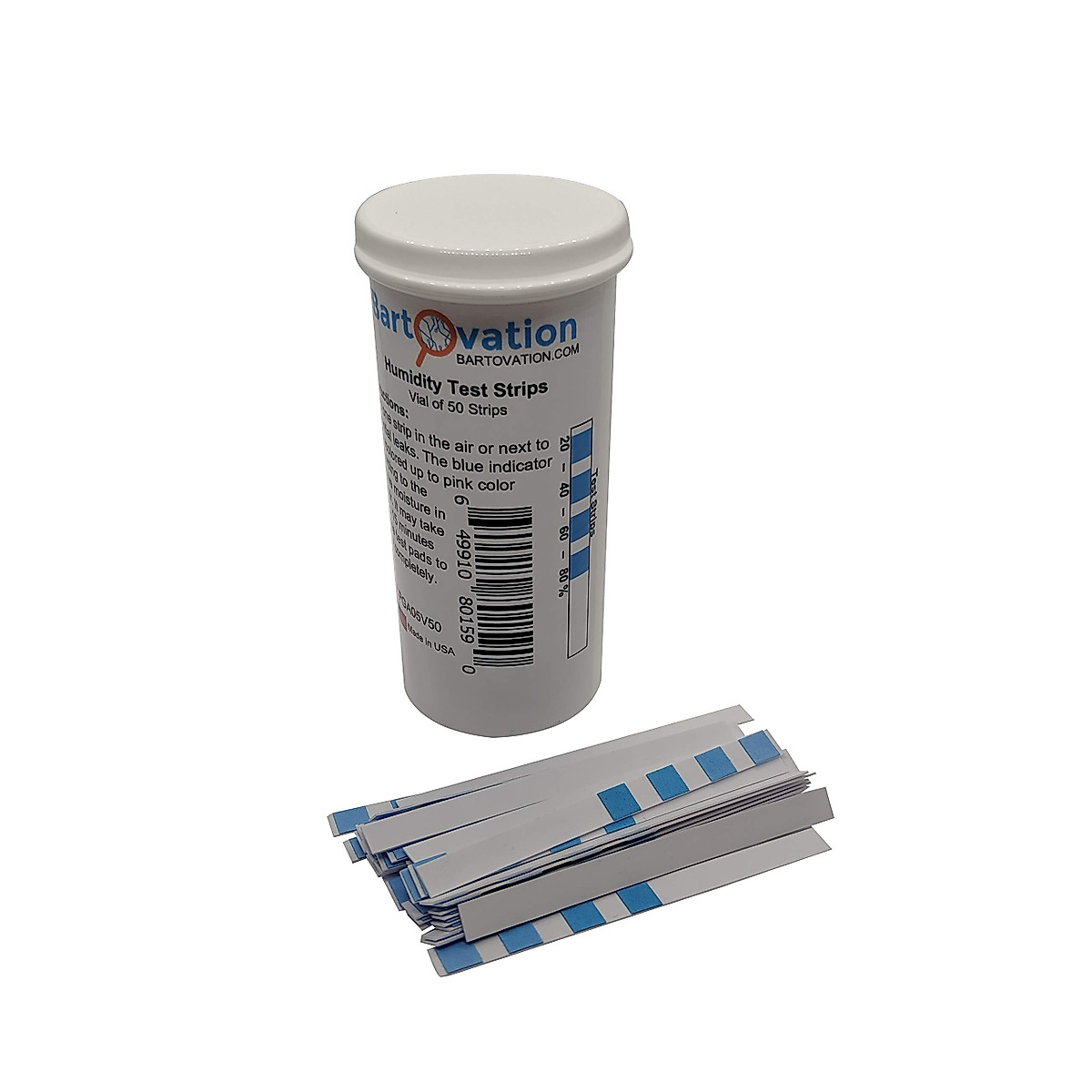 4 Pad Cobalt Chloride Humidity Test Strip 20% - 80% Humidity [Vial of 50 Strips]