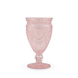 Weddingstar Vintage Inspired Pressed Glass Goblet, Blush Pink, 10 fluid ounces