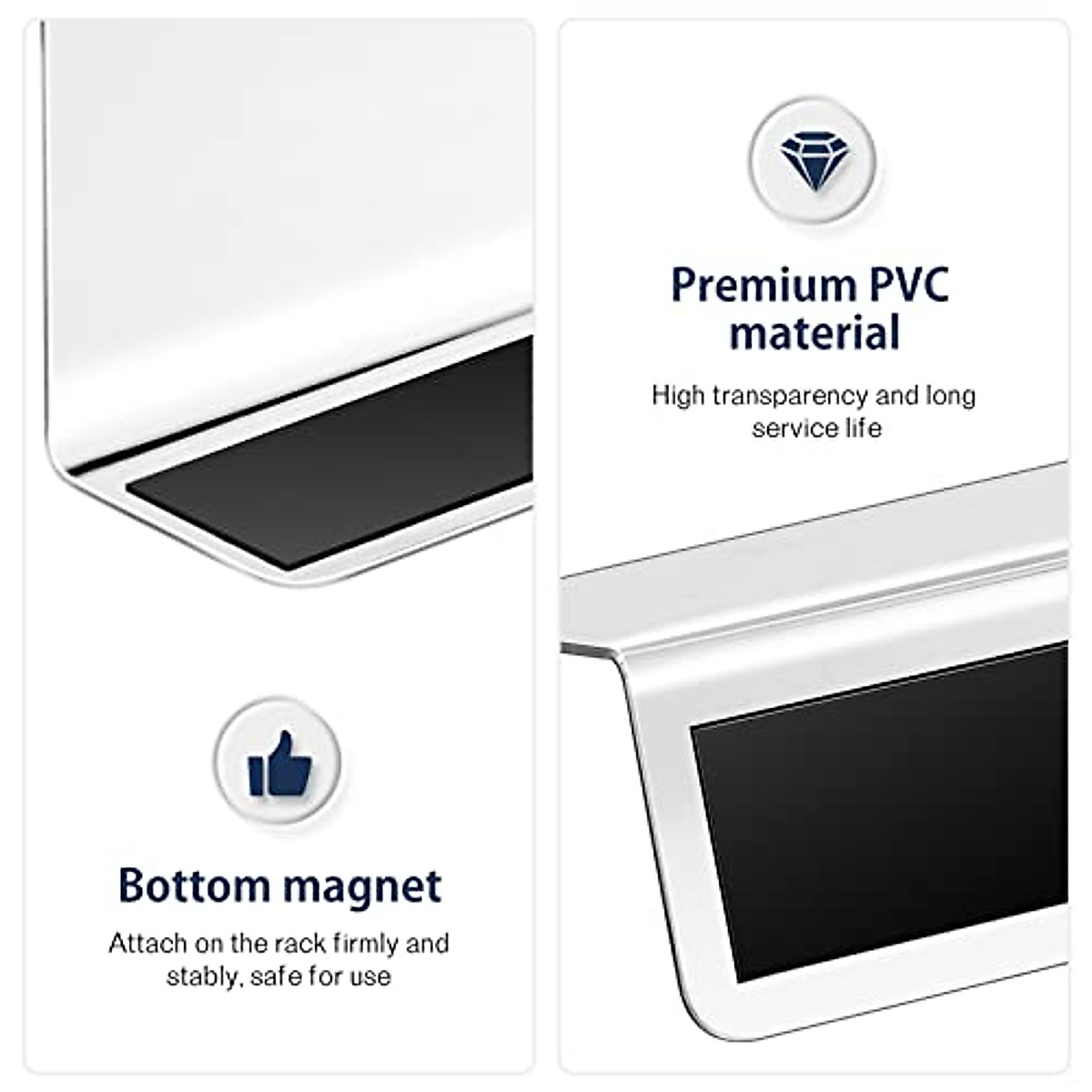 ULTECHNOVO Plastic Shelf Dividers, Clapboard Shelf Dividers, Supermarket Shelf Organizers, Commodity Shelf Separators with Magnet, 25X6cm, 5 Pack