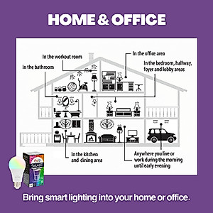 NorbSMART Smart Light Bulb LED - Color Changing Light Bulbs, Tunable Day and Night Spectra, Works with Alexa, Echo & Google Home Assistant, 9W, A19, E26, Dimmable, No Hub Required, Multicolor, 1-Pack