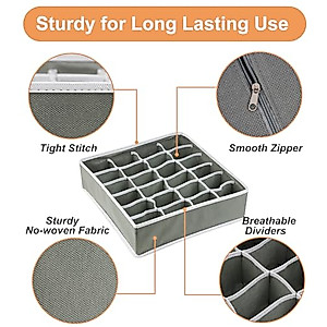 8 Pack Dresser Drawer Organizer Clothes, Foldable Underwear Drawer Organizer Bins, 90 Cells Fabric Closet Cloth Storage Box Drawer Dividers for Socks, Ties, Bras, Baby Clothes, Nursery, Clothing