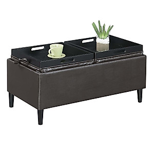Convenience Concepts Designs4Comfort Magnolia Storage Ottoman with Reversible Trays, Espresso Faux Leather