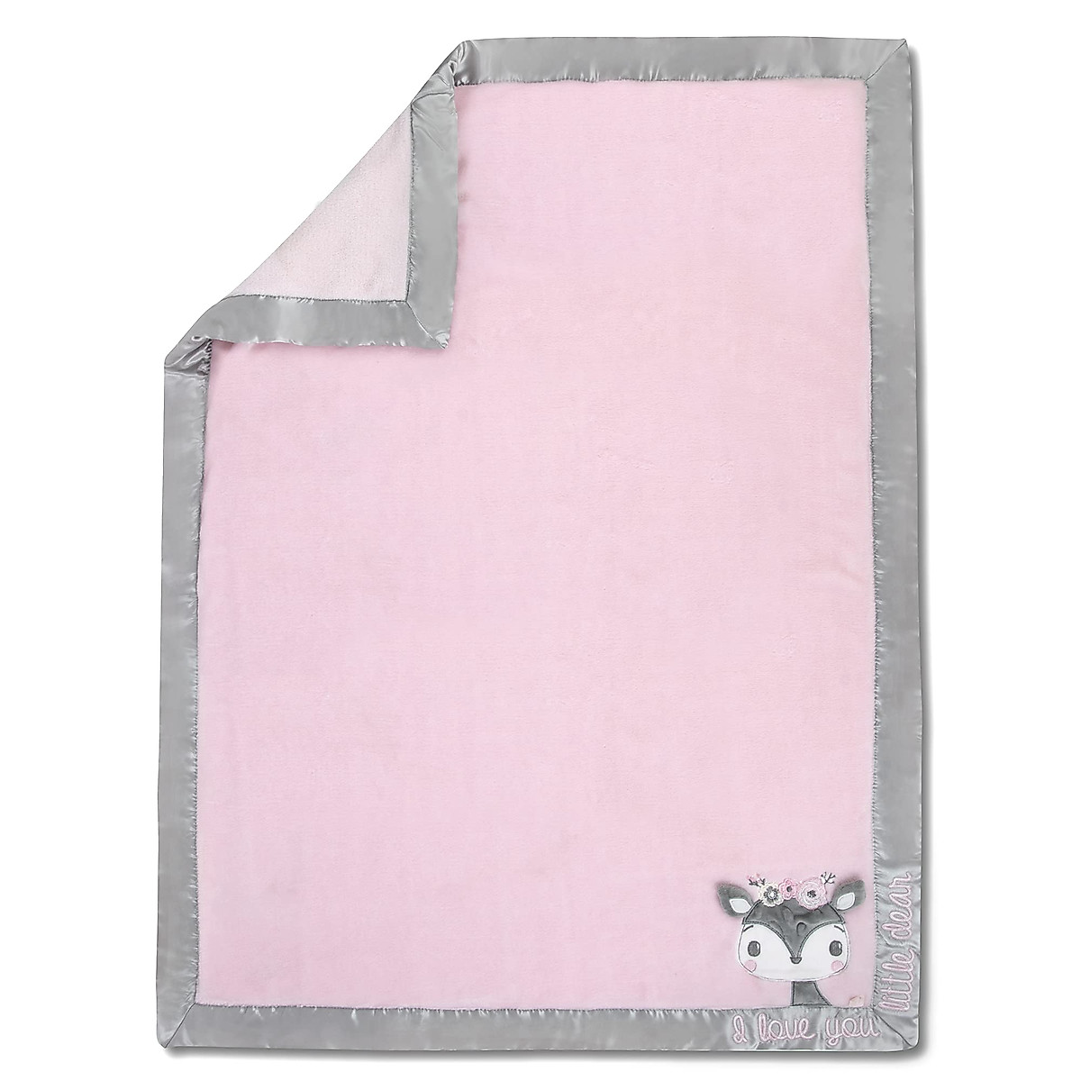 Fisher-Price Baby Blanket Woodland Wonders Collection Pink Fleece Baby Blanket Throw with Satin Trim for Baby Girls