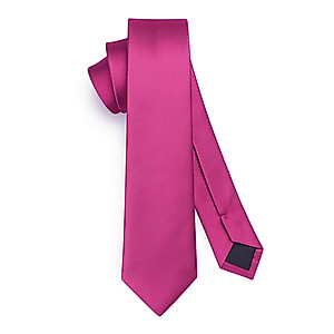 HISDERN Hot Pink Ties for Men Solid Color Mens Ties Classic Woven Satin Formal Fuchsia Necktie Wedding Business