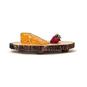 Lipper International Acacia Tree Bark Footed Server for Cheese, Crackers, and Hors D'oeuvres, Large