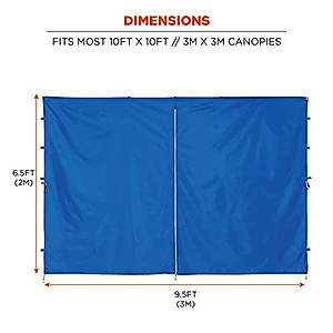 Ergodyne SHAX 6096 Tent Sidewall with Zipper Opening, Fits 10ft x 10ft Pop Up Canopy Tents,Blue