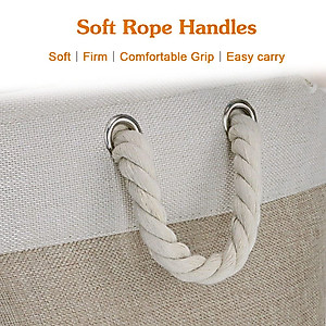 LANDBEAUTY 3 Pack Open Home Storage Bins Fabric Cloth Storage Baskets Collapsible Square Baskets Organization Bins 13 Inch Large Cube Storage Bin for Organizing Shelves/Closet (Beige 3 Pack)