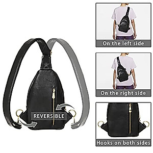 Small Crossbody Purse, Fanny Packs for Women Man Sling Bag Vegan Leather Crossbody Sling Purse for Gifts(Style5-Black)