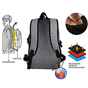 Laptop Backpack for Men & Women, Anti Theft Waterproof Backpack with USB Charging Port, Travel Business Backpack Fits Under 15.6-Inch Laptop Notebook, Grey