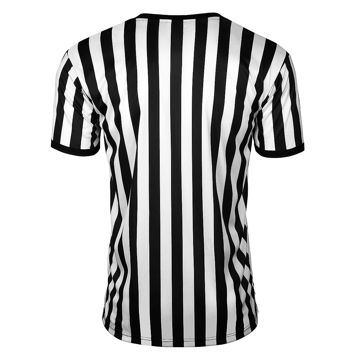 FitsT4 Sports Men's Official Black & White Stripe Referee Shirt Short Sleeve Umpire Jersey Costume Pro Ref Football Uniform