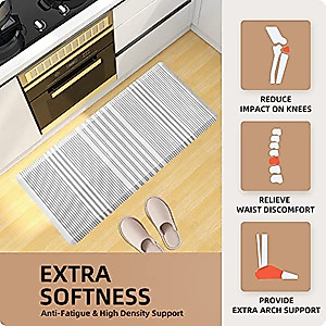KOKHUB Kitchen Mat and Kitchen Rugs 2 PCS, Cushioned 1/2 Inch Thick Anti Fatigue Waterproof Mat, Comfort Standing Desk Mat, Kitchen Floor Mat with Non-Skid & Washable for Home, Office, Sink - Grey