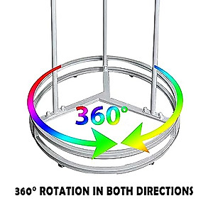 AMSXNOO Floor-Standing Rotating Coat Rack, Portable Double Layer Round Storage Garment Rack, Clothing Display Stand Hanging Apparels Shelf for Bedrooms Boutiques Retail Commercial