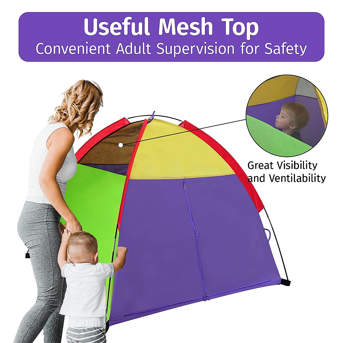 Alvantor Kids Tents Children Play Tent Toddler Pop Up Tent For Kids Boys Girls Toys Indoor Outdoor Playhouse Camping Playground Rainbow 58”x58"x47"